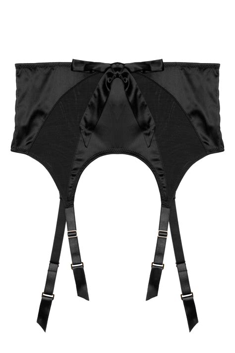 Etta Black Mesh And Satin Suspender Belt Playful Promises Usa