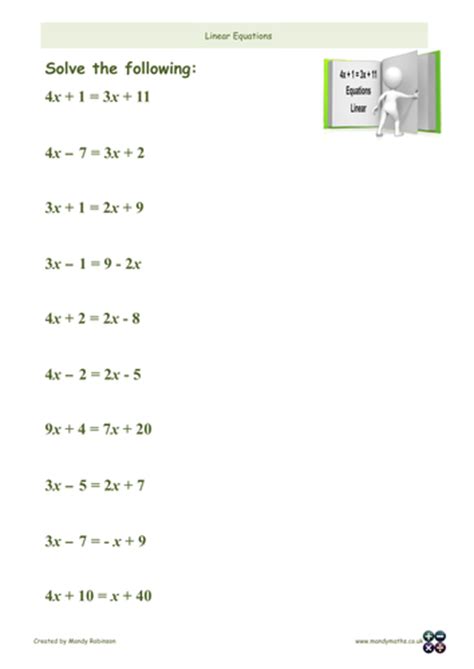 Solving Linear Equations Interactive Animated Powerpoint And Worksheet Gcse By Uk Teaching