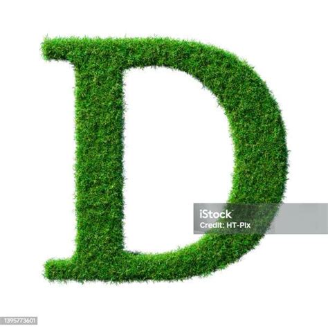 흰색 배경 3d 일러스트레이션에 고립 된 녹색 잔디로 만든 문자 D 시리즈의 일부 컴퓨터 글자에 대한 스톡 사진 및 기타 이미지 컴퓨터 글자 식물 식물학 Istock