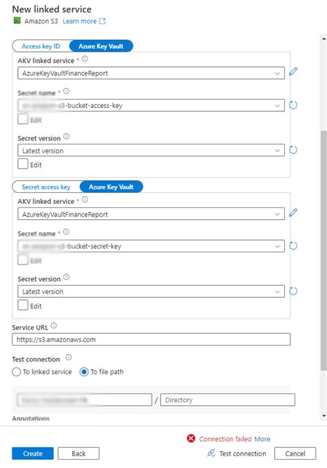 Error 9011 When Creating A Adf Linked Service From Amazon S3 Microsoft Qanda