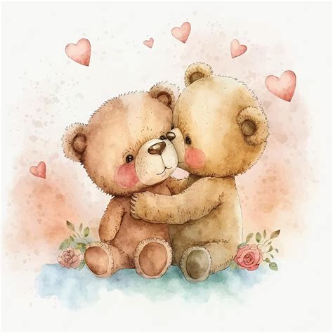 Premium Vector Cute Teddy Bears Kissing Fin Valentines Day