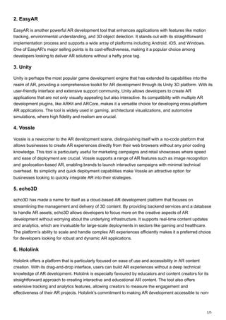 Top 10 Augmented Reality AR Development Tools In Demand PDF