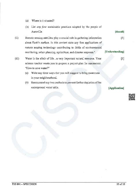 Icse Class 10 Environmental Applications Specimen Paper 2025 Pdf