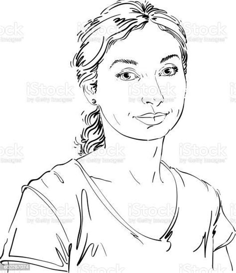 예술손으로 그린 벡터 이미지 섬세한 사랑의 평화로운 소녀의 흑백 초상화 감정 테마 일러스트 부드럽고 몽상적인 여성 이미지입니다 개성 개념에 대한 스톡 벡터 아트 및 기타