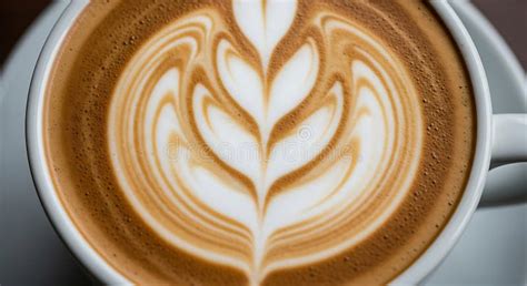 Beautiful Latte Art Coffee In White Cup Stock Illustration
