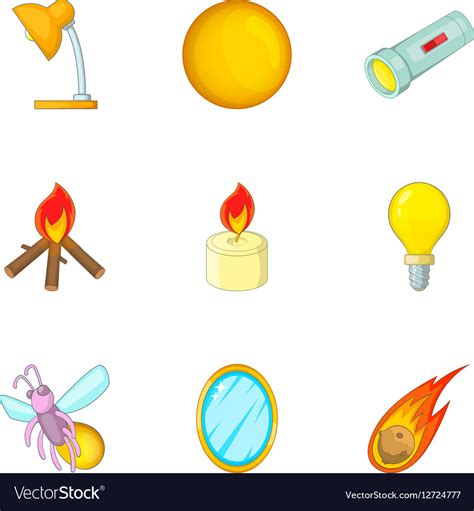 Luminous Objects Icons Set Cartoon Style Vector Image 52 Off