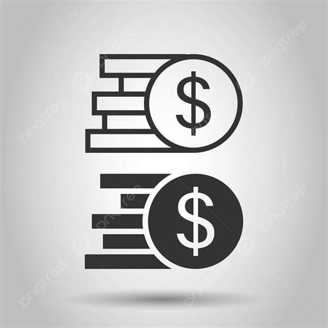 Flatstyle Dollar Coin Stack Icon On Isolated Background Vector Vector Illustration Wealth Png