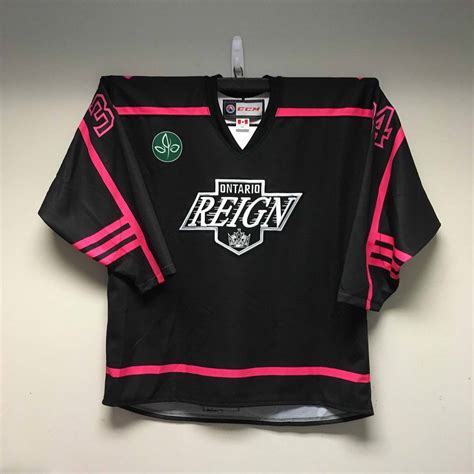 Ahl Authentic Ontario Reign Pink In The Rink Jersey Worn By 34 Kale