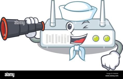 Sailor With Binocular Router Isolated With In The Mascot Stock Vector Image Art Alamy