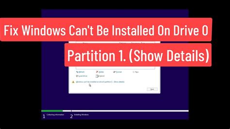 fix windows can t be installed on drive 0 partition 1 show details