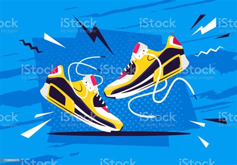 액티브 레트로 스타일 배경에 운동화 한 켤레의 벡터 그림 스포츠 신발에 대한 스톡 벡터 아트 및 기타 이미지 스포츠 신발 신발 농구 팀 스포츠 Istock