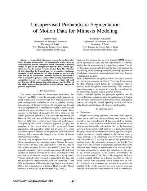 Pdf Unsupervised Probabilistic Segmentation Of Motion Data For