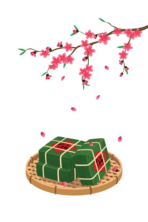 Vietnamese Sticky Rice Cake On Bamboo String Hopper Tray And Peach