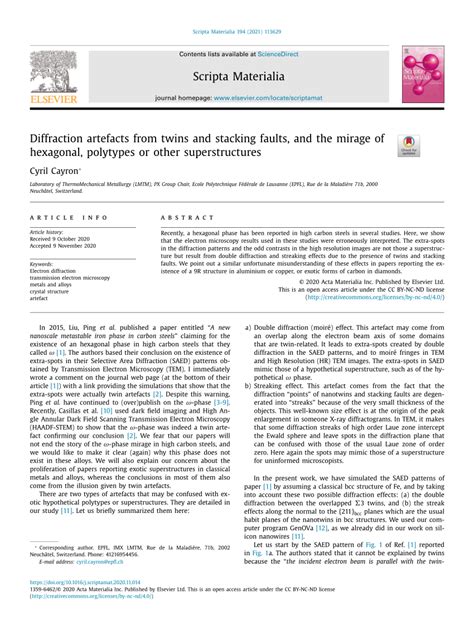 Pdf Diffraction Artefacts From Twins And Stacking Faults And The Mirage Of Hexagonal