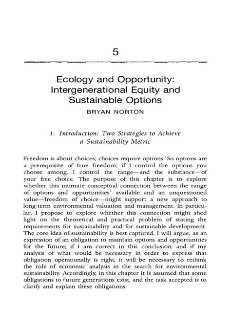 Intergenerational Equity And Sustainable Options Pdf Sustainability