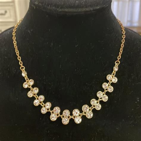 Vintage Gold Tone Rhinestone Pendant Statement Depop