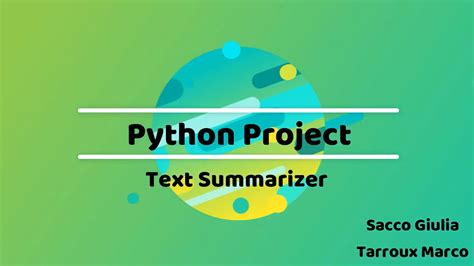 Python Project Text Summarizer Sacco Tarroux Youtube
