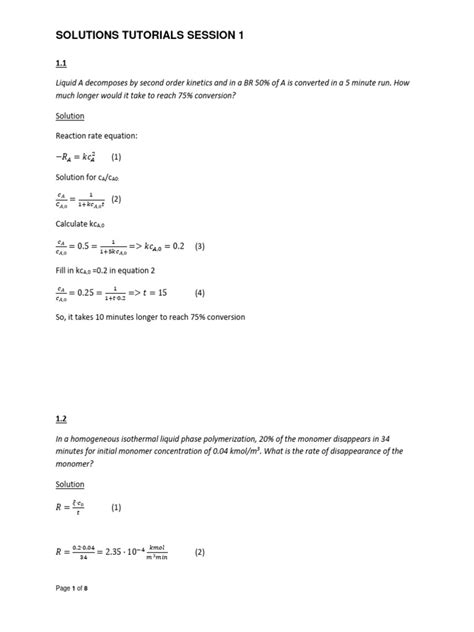 Solutions Tutorials Session 1 Pdf Applied And Interdisciplinary Physics Physical Chemistry