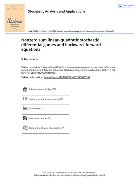 Nonzero Sum Linear Quadratic Stochastic Differential Games And Backward Forward Equations