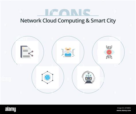 Network Cloud Computing And Smart City Flat Icon Pack 5 Icon Design