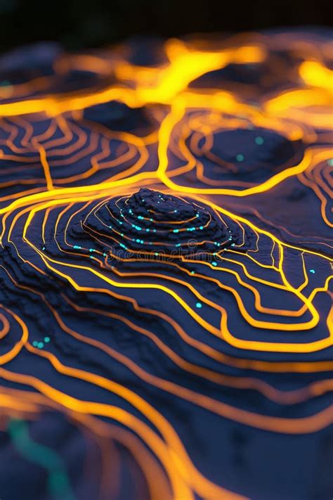 A Sleek 3d Topographic Map With Glowing Data Points And Connecting Gis