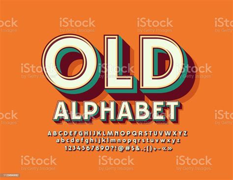 벡터 복고풍 스타일 3d 알파벳 문자 숫자 및 기호 입체 이미지에 대한 스톡 벡터 아트 및 기타 이미지 입체 이미지 3차원