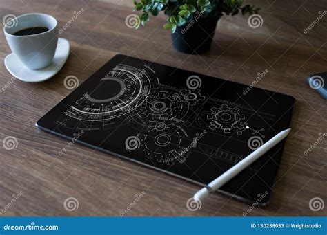 Engineering Diagram Blueprint Paper Drafting Project Sketch Royalty Free Stock Image