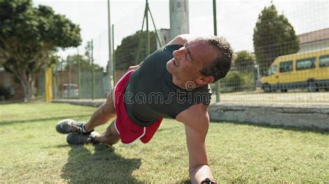 Lateral Plank Position On The Grass Stock Footage Video Of Muscle