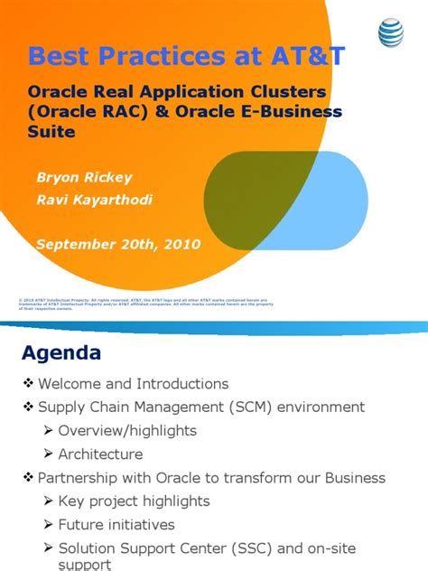 Best Practices At Atandt Oracle Real Application Clusters Oracle Rac