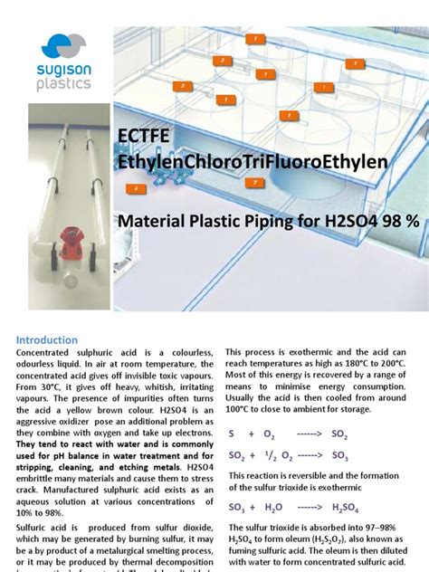 Ectfe Material Plastic Piping For H2so4 98 Sulfuric Acid
