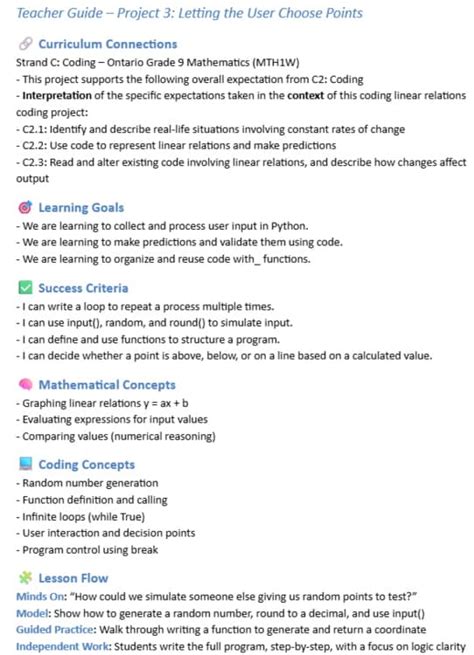 Math × Python Series Coding Linear Relations Project 3 Both Guides