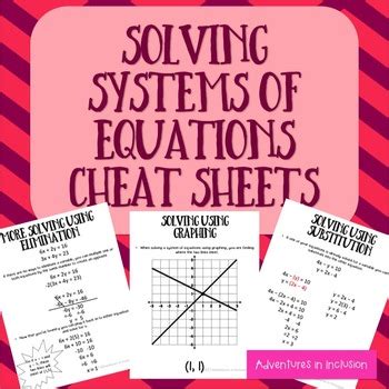 Solving Systems Of Equations Reference Sheets Cheat Sheets TpT