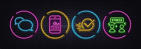 Messenger Checkbox And Smartphone Statistics Minimal Line Icons For Web Application Printing