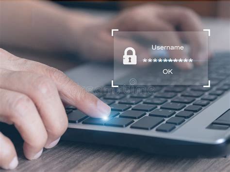 Hand Typing Keyboard Laptop Showing Login Screen With Password Authentication On Office Table