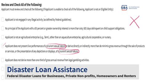 Disaster Relief Application Explicitly Excludes Prurient Sex Workers Adult Businesses