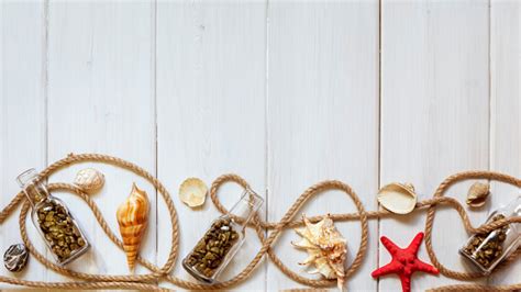 불가사리 조개 로프 및 흰색 나무 배경에 돌병 여름 인테리어 장식 공간을 복사합니다 정물 플랫 레이 0명에 대한 스톡 사진 및 기타 이미지 Istock