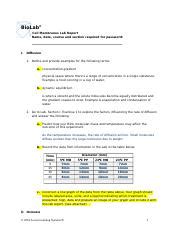 Cell Membrane LR Doc BioLab Cell Membranes Lab Report Name Date Course And Section Required
