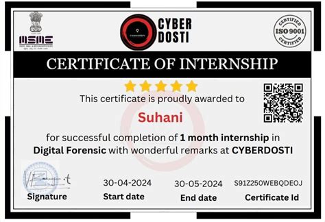 Cyberdosti Internship Onlineinternship Digitalforensic Forensicscience Suhani S