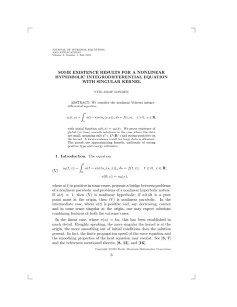 Pdf Some Existence Results For A Nonlinear Hyperbolic
