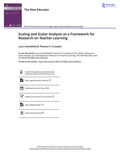 Pdf Scaling And Scalar Analysis As A Framework For Research On