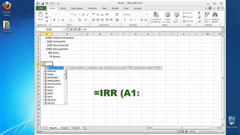 Internal Rate Of Return Irr In Excel Youtube