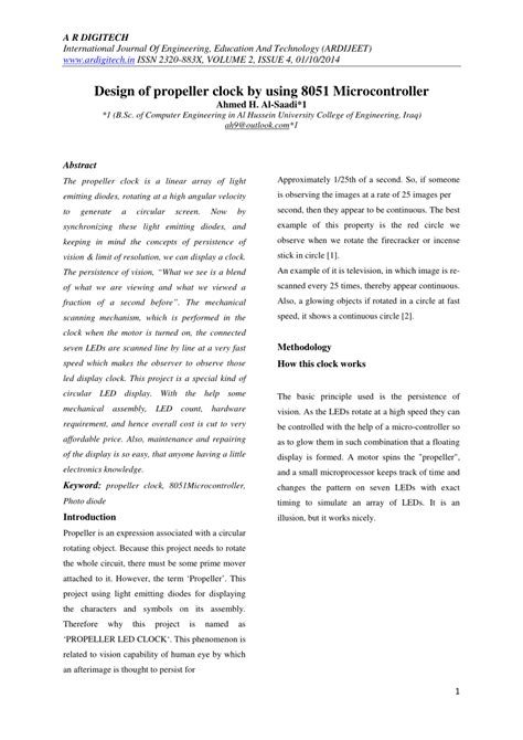 Pdf Design Of Propeller Clock By Using 8051 Microcontroller
