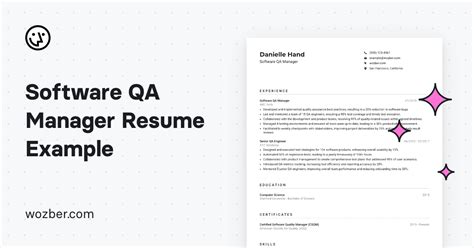 Software QA Manager Resume Example