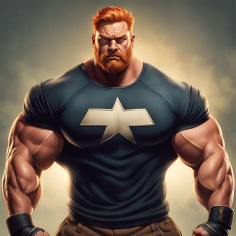 A Strong Muscular Burly Man With Ginger Hair Exuding Power And