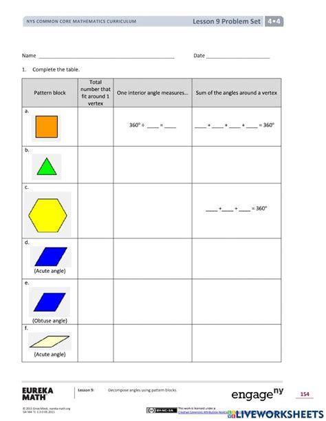 Math 4 Unit 26 Decomposing Angles With Pattern Blocks