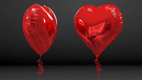 붉은 심장 모양의 호일 풍선 3d 모델 29 3ds Blend C4d Fbx Max Ma Lxo Obj Free3d