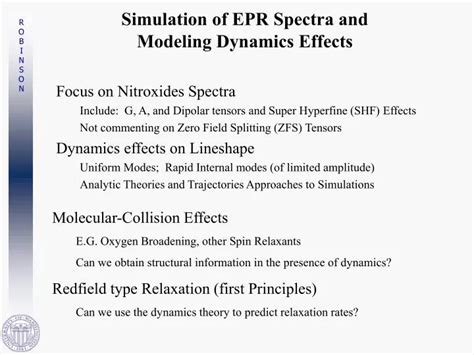 Ppt Simulation Of Epr Spectra And Modeling Dynamics Effects Powerpoint Presentation Id 273594