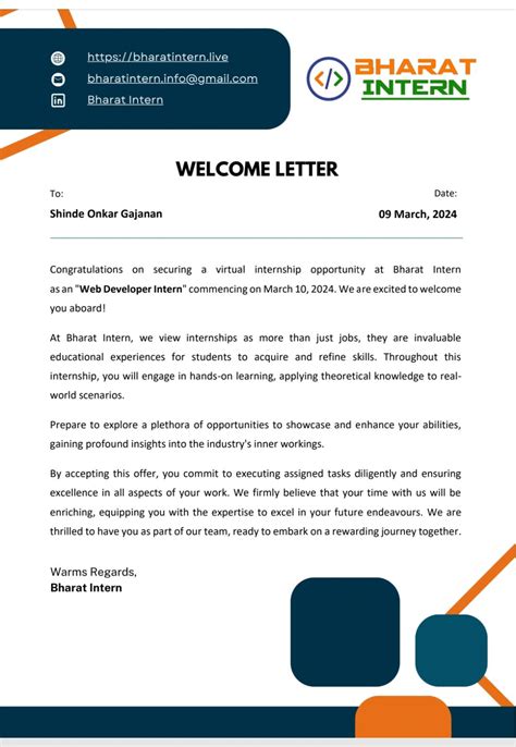 Onkar Shinde On Linkedin Webdevelopment Internship Bharatintern