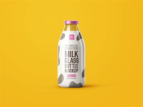 Free Milk Glass Bottle Mock Up Free Mockup