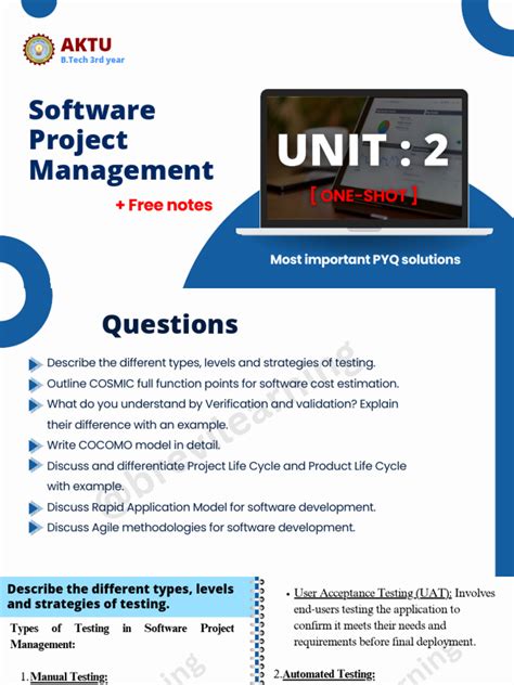 Spm Unit 2 For One Shot Video By Brevilearning Yt 1 Pdf Software Testing Verification And